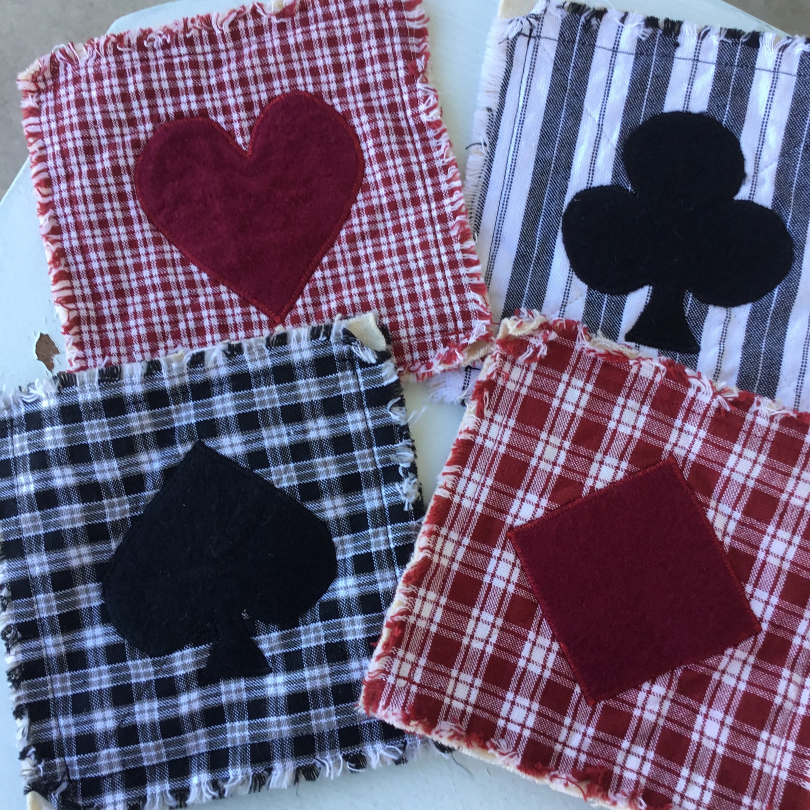 Poker Coaster Set Cards Coasters Set of 4 Coasters Heart - Etsy