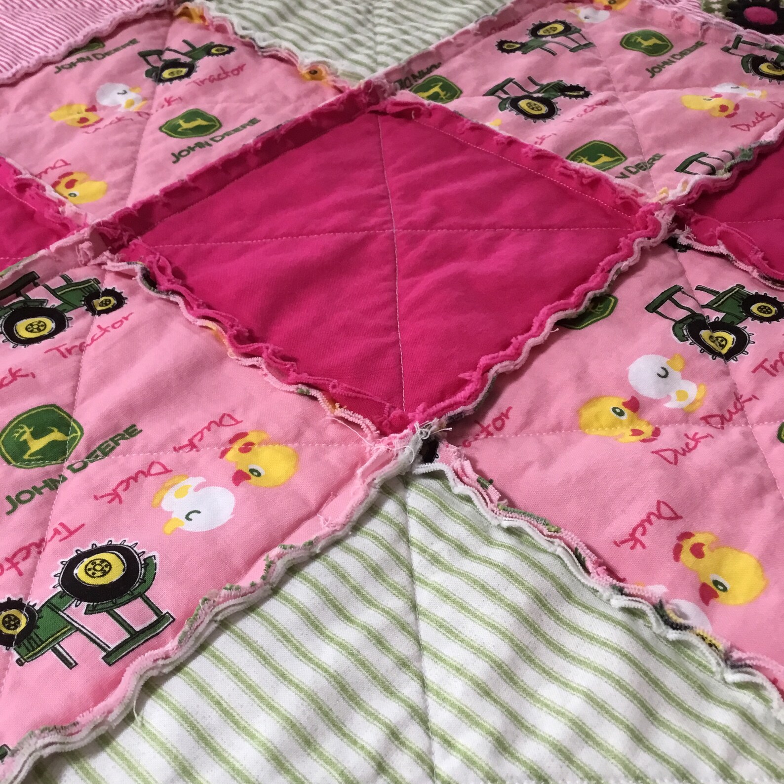 Tractor Appliqué Baby Quilt: Handmade Rag Crib Blanket - Etsy
