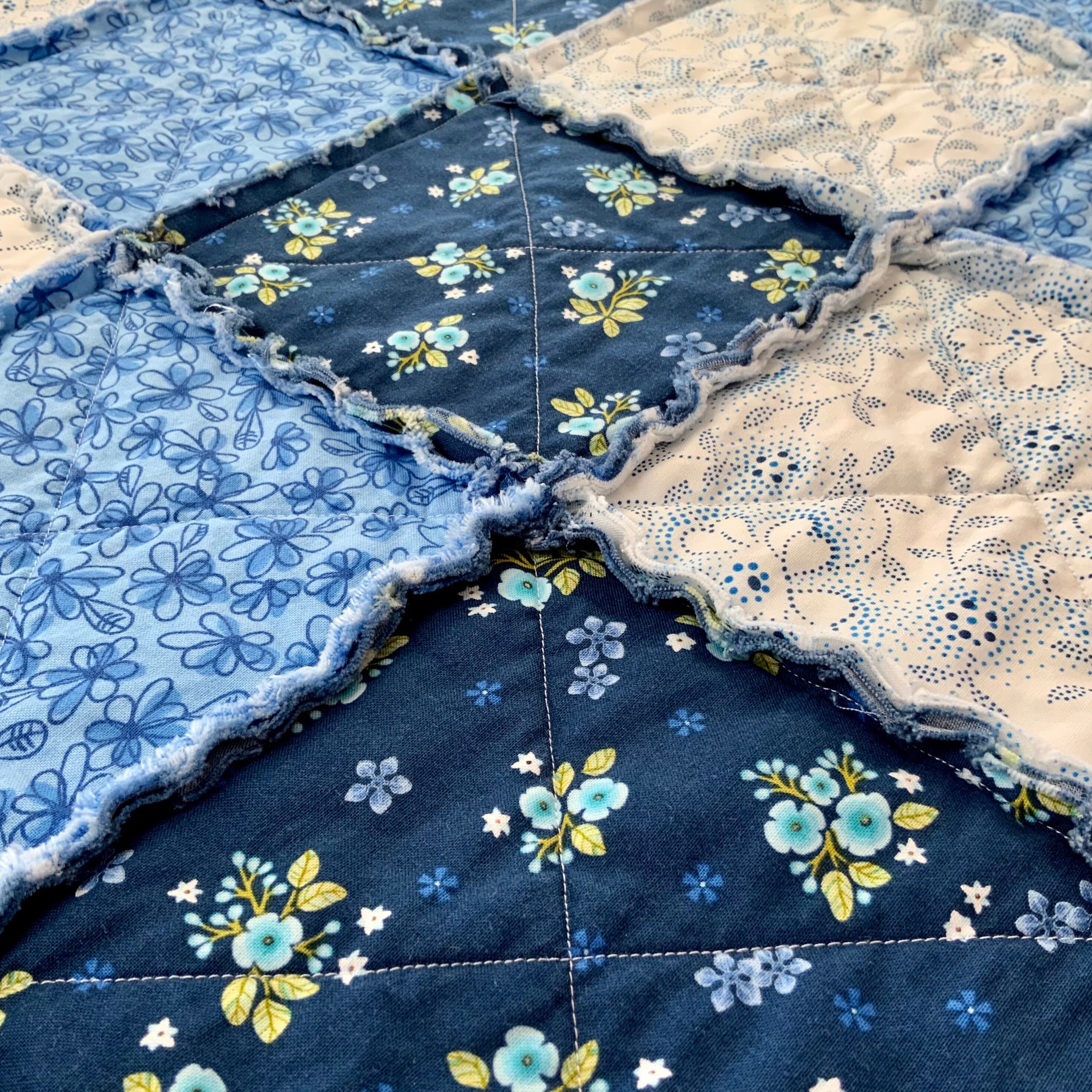 Embroidered Rag Quilt, Blue & White Christian Lap Quilt (41x47) - Etsy