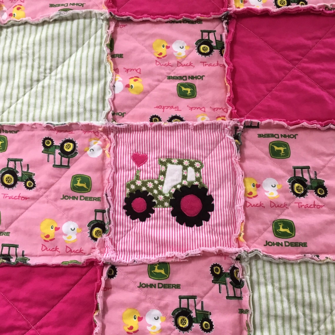 Tractor Quilt Baby Girl Quilt Homemade Quilt Appliqué Baby | Etsy