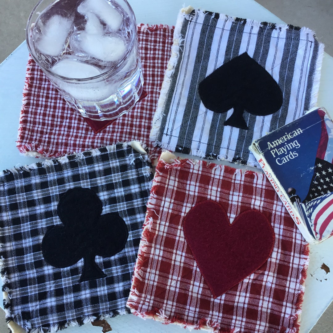 Poker Coaster Set, Cards Coasters, Set of 4 Coasters, Heart Diamond ...