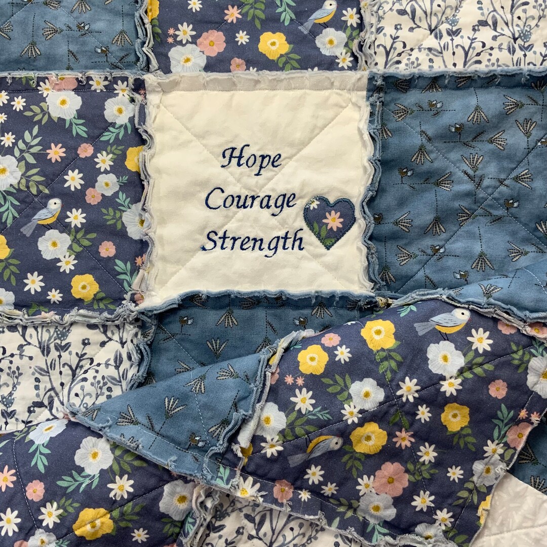 Bluebird Quilt Lap Quilt Handmade Rag Quilt Chemo Blanket - Etsy