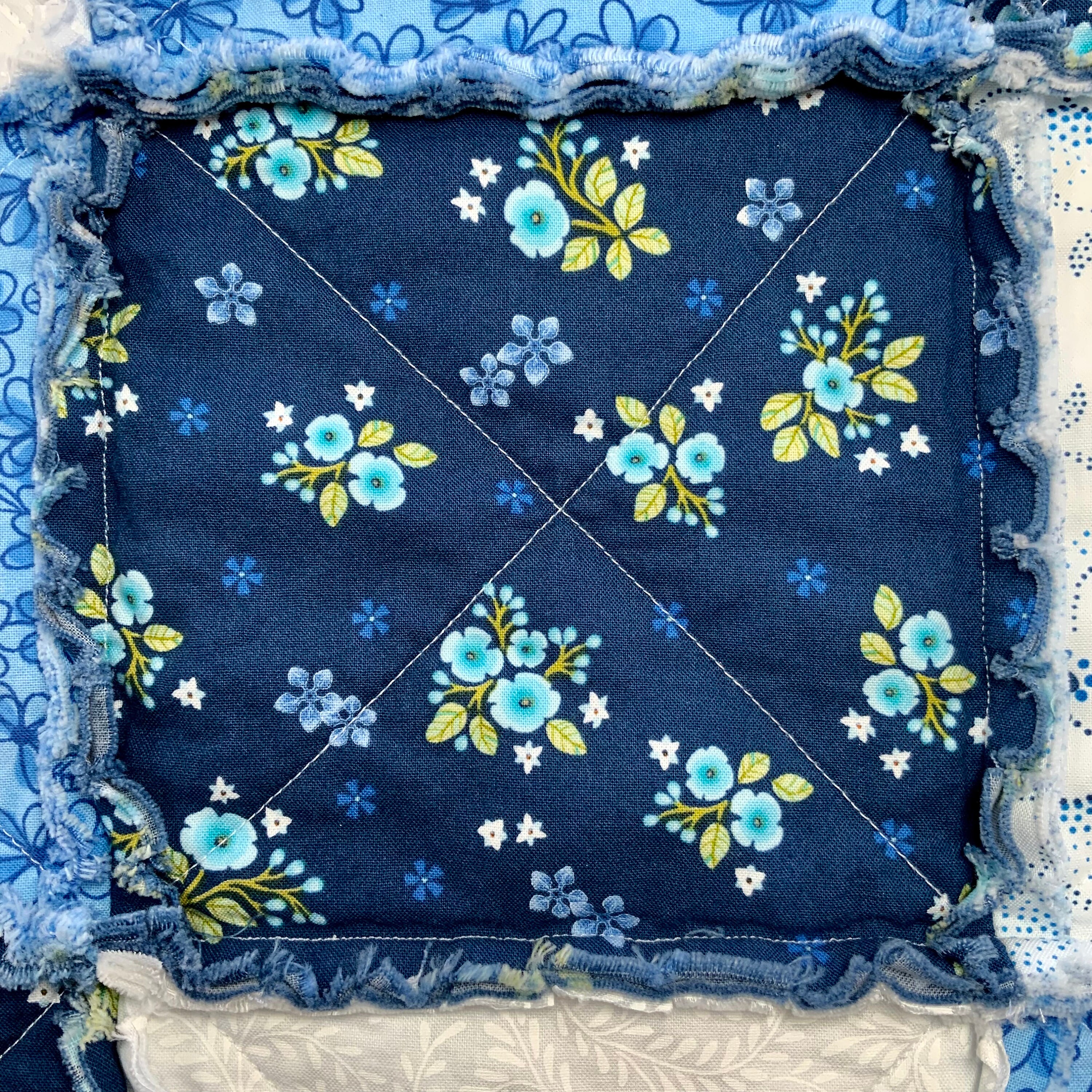 Embroidered Rag Quilt, Blue & White Christian Lap Quilt (41x47) - Etsy