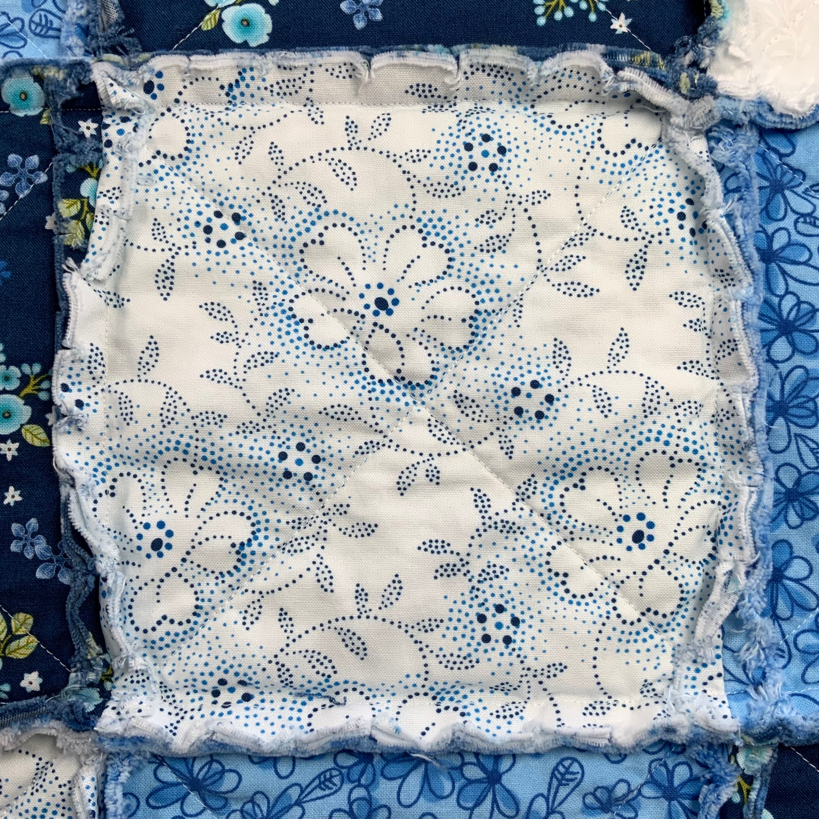 Embroidered Rag Quilt, Blue & White Christian Lap Quilt (41x47) - Etsy