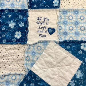 Dog Lover Quilt, Lap Quilt Handmade, Rag Quilt, Embroidered Blanket ...