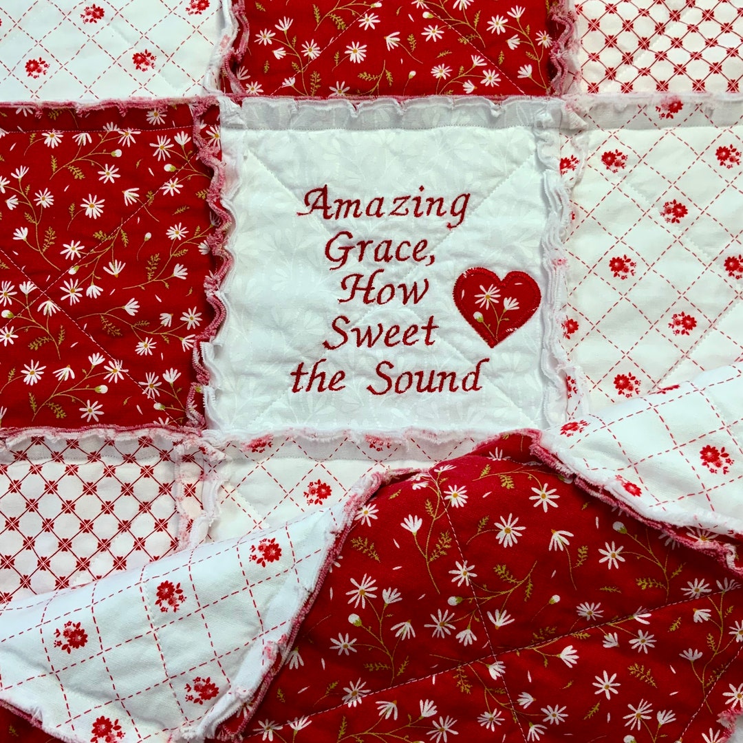 Amazing Grace Quilt, Lap Quilt Handmade, Homemade Quilt, Embroidered ...
