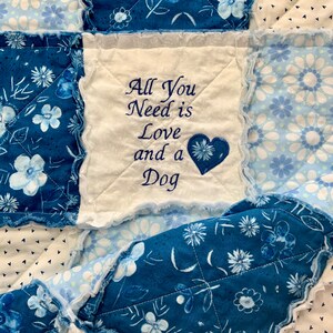 Dog Lover Quilt, Lap Quilt Handmade, Rag Quilt, Embroidered Blanket ...
