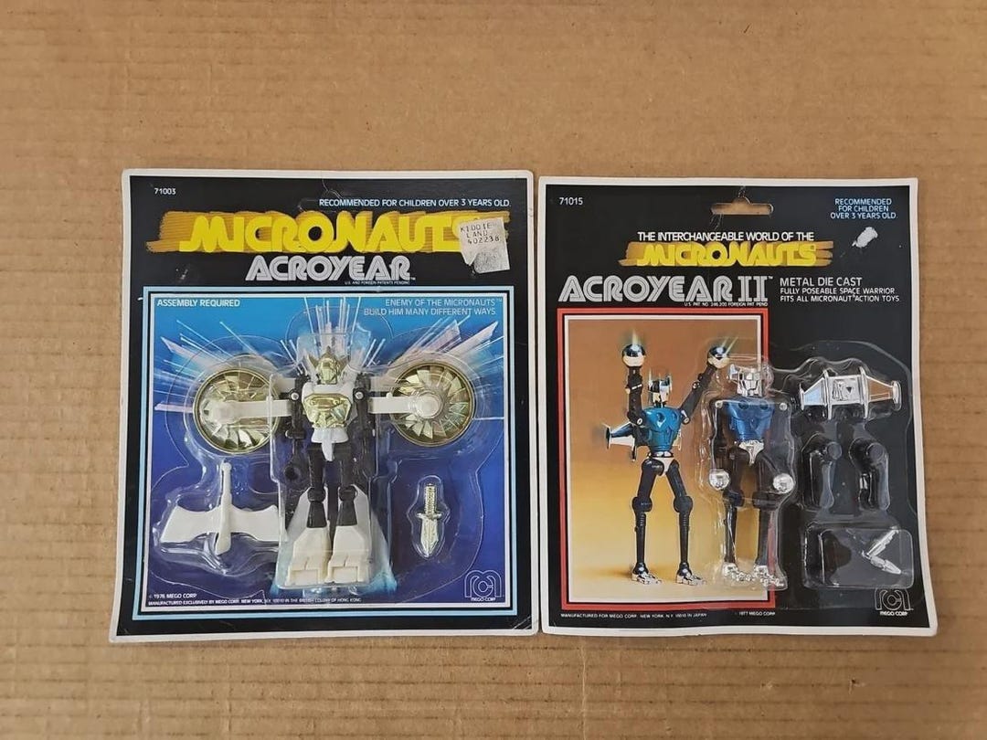 2 Lot Mego MICRONAUTS Acroyear 1976 Figure Brand Sealed UNPUNCHED & II ...