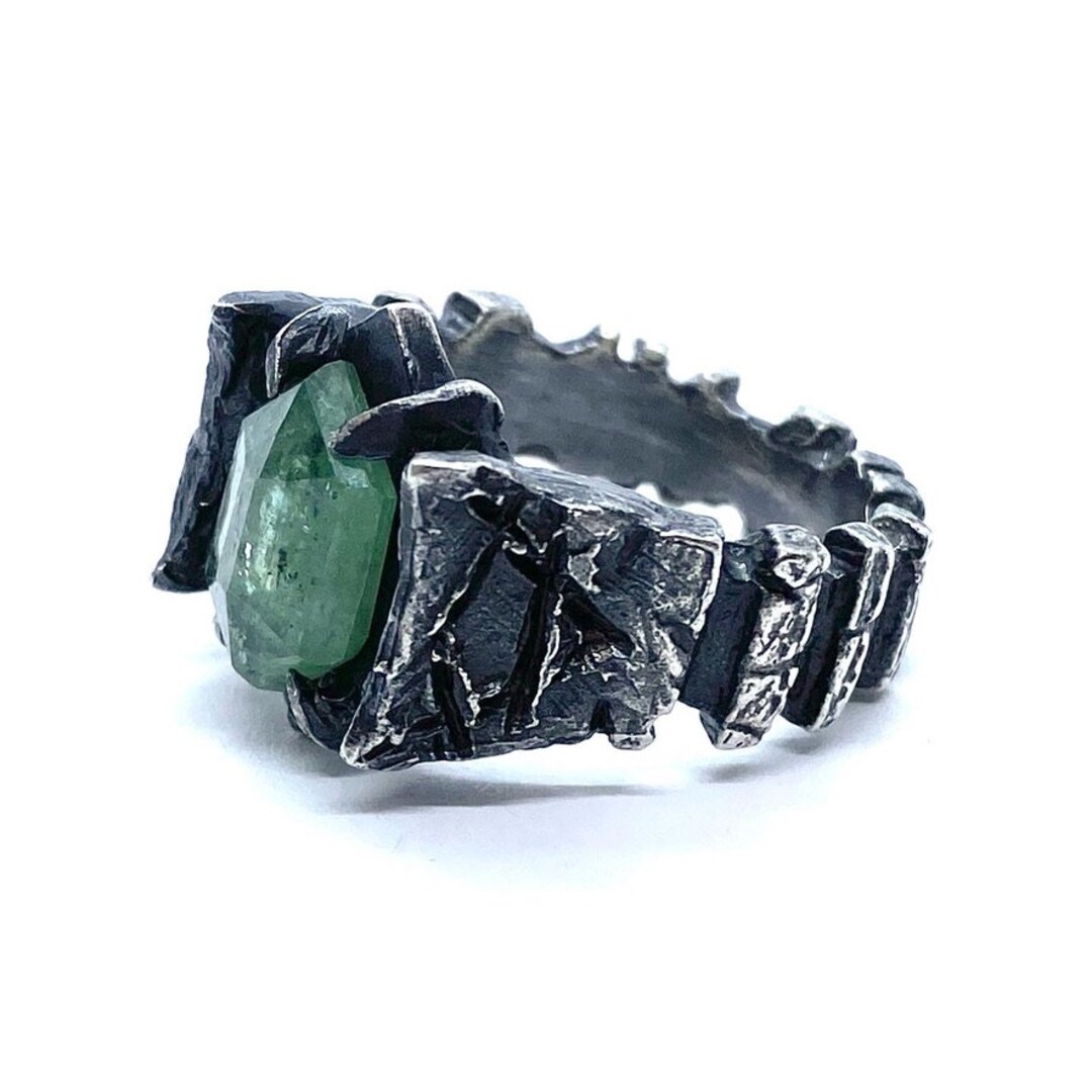 As Above, so Below Ring Moss Kyanite and Sterling Silver Viking Norse ...