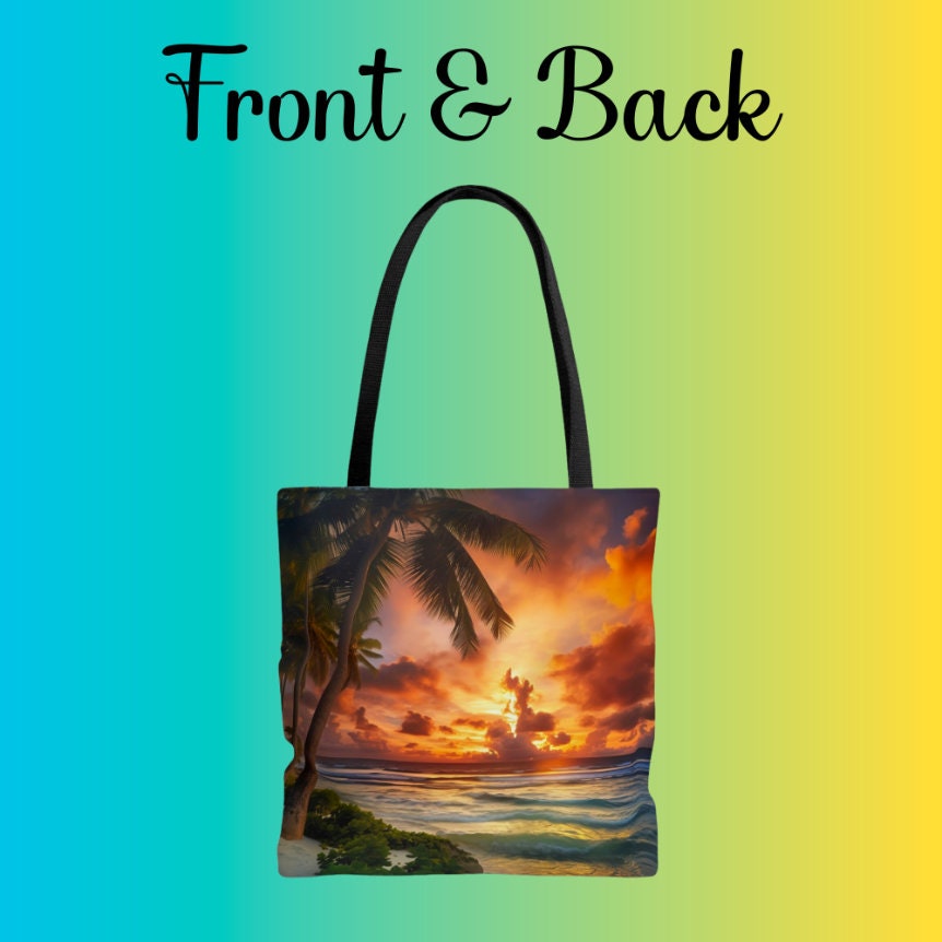 Sunset in Paradise Tote Bag-watercolor Tropical Tote Bag-beach - Etsy