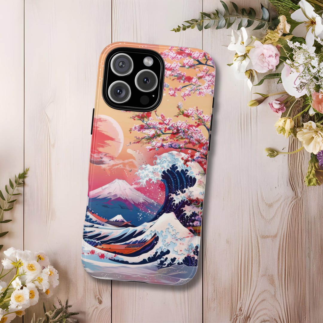Sakura Wave Ukiyo-e iPhone Tough Case-japanese Art Phone Cover-cherry ...