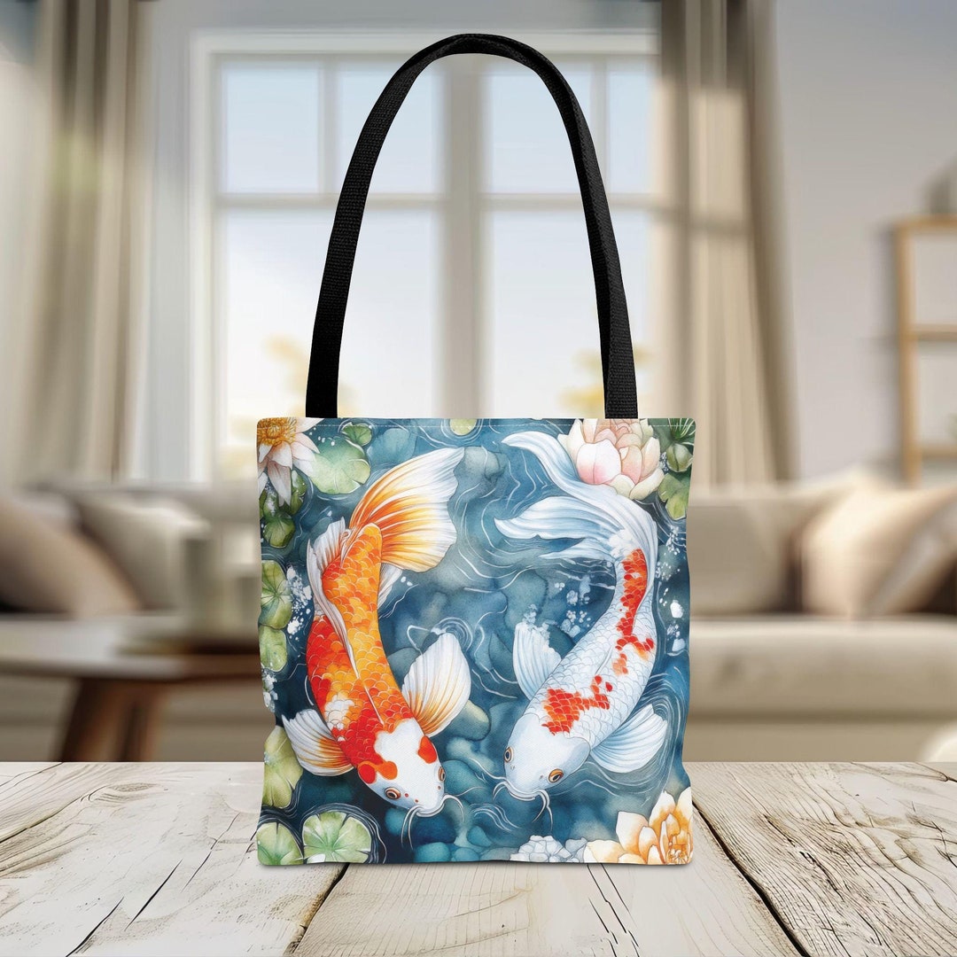 Colorful Koi Fish Tote Bag-japanese Art Market Bag-nature Lover Gift ...