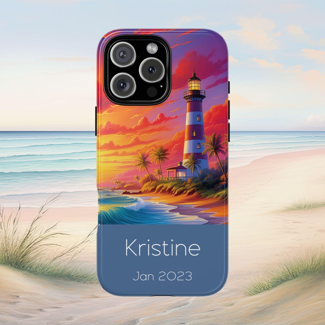 Tropica; Lighthouse at Sunset Personalized iPhone Cover-fits 12.13.14 ...