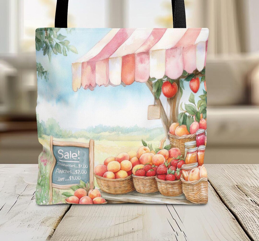 Vintage Fruit Stand Tote Bag-rural Life Market Bag-countrycore Art ...