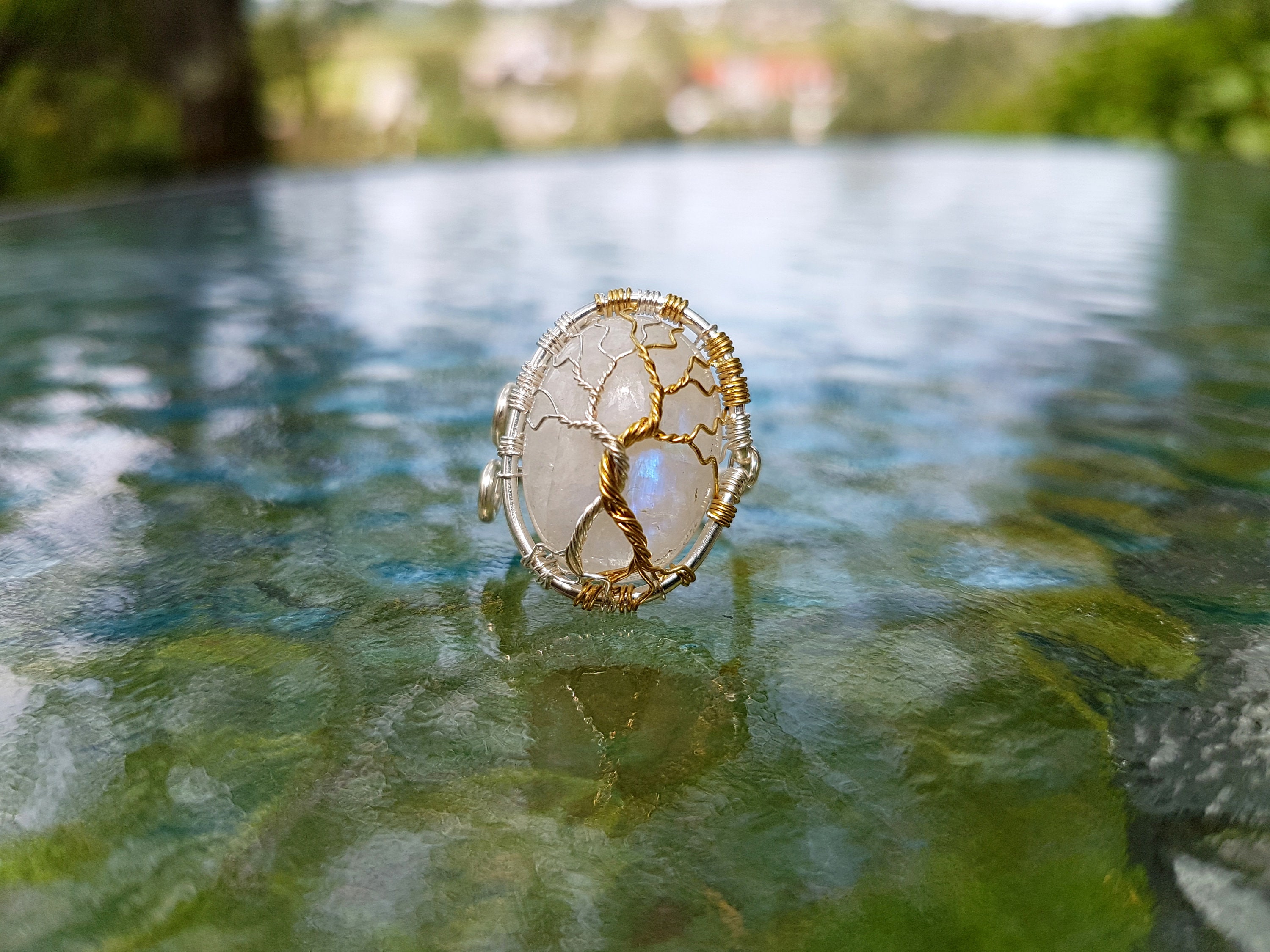 Fantasy Inspired Ring With a Moonstone: the Two Trees - Etsy