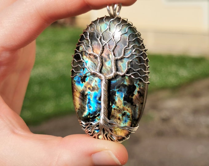 Tree Pendant With a Labradorite Gemstone - Etsy