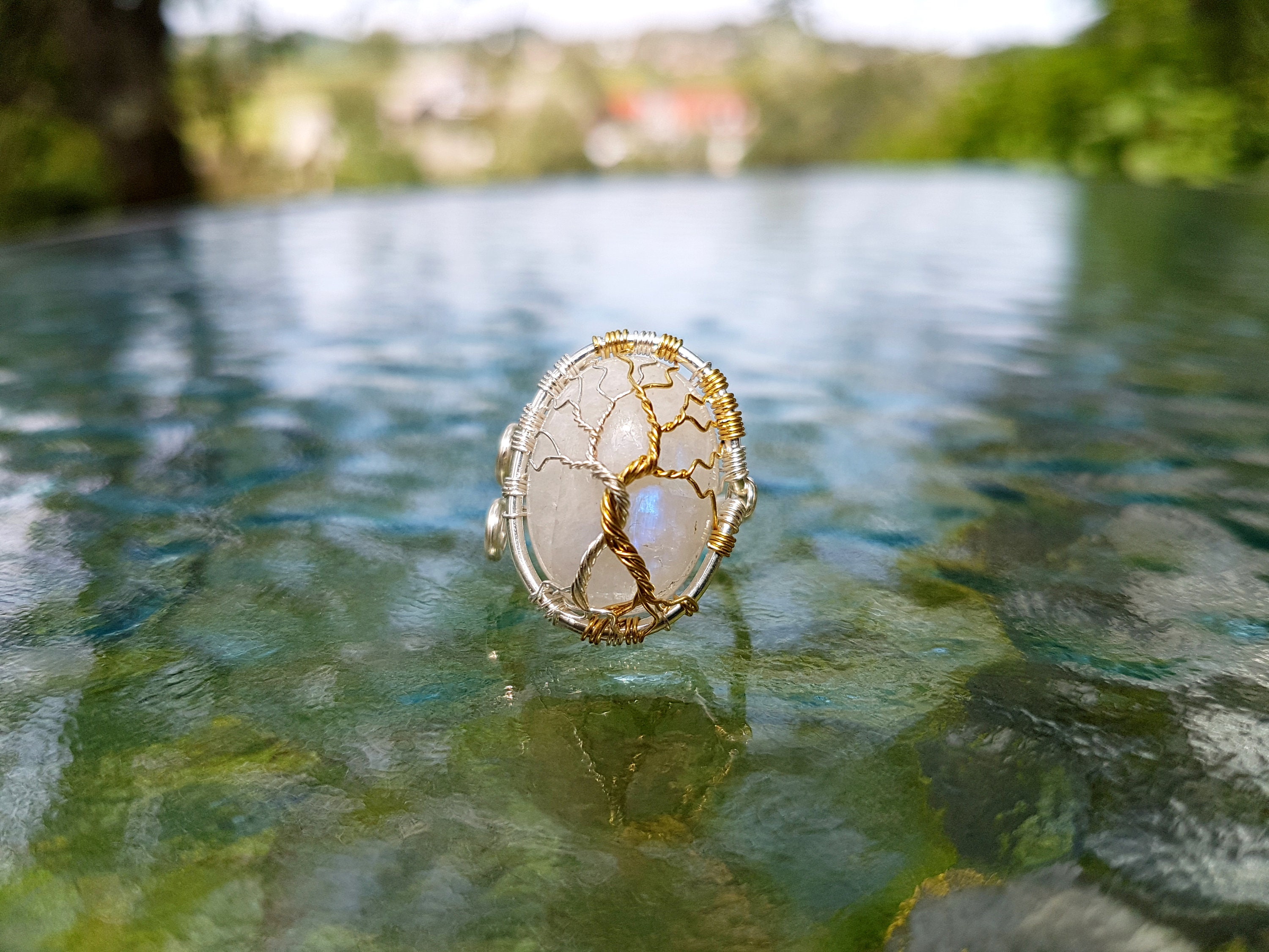 Fantasy inspired ring with a moonstone: The Two Trees | Etsy