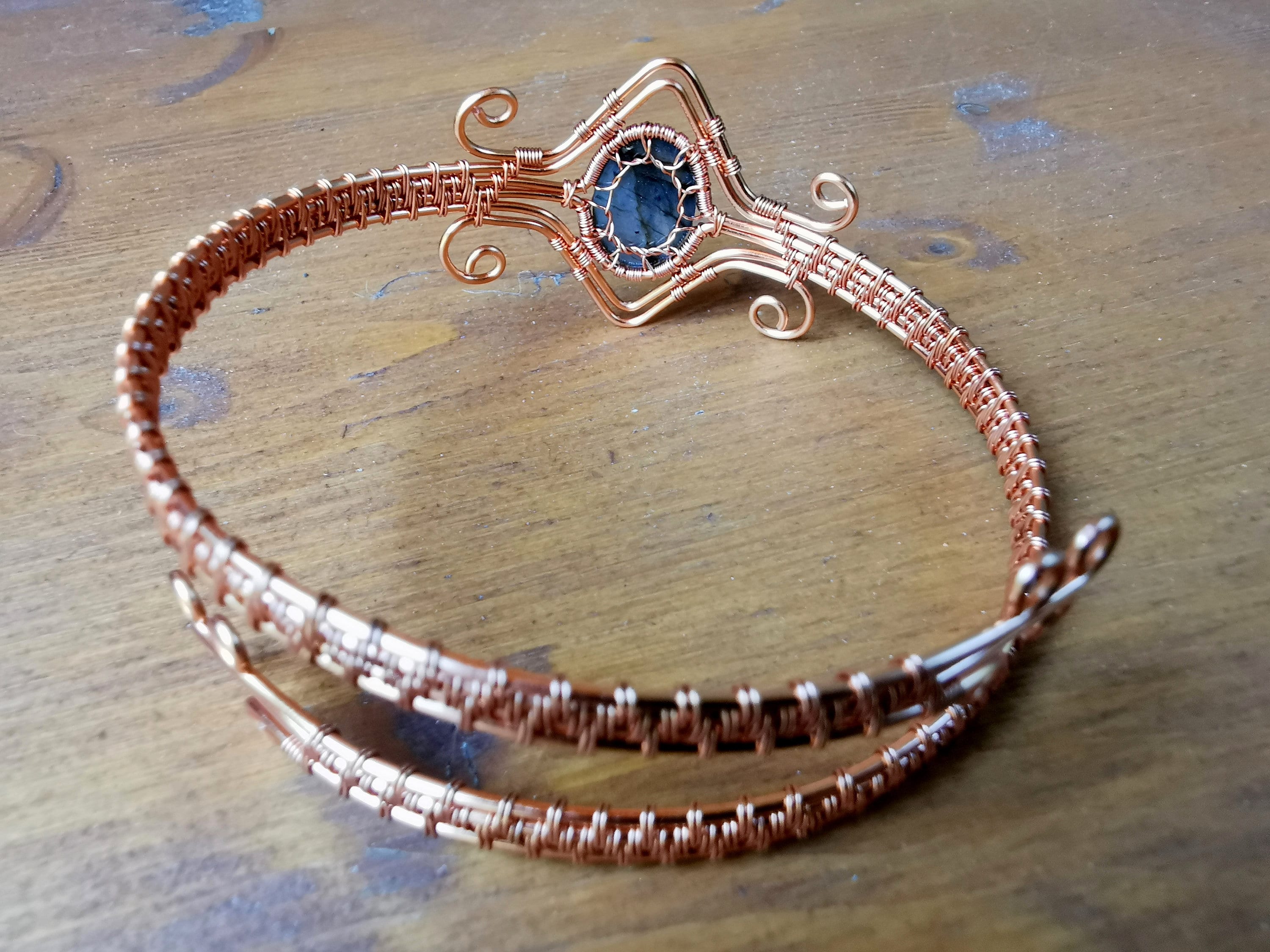 Copper Tree Arm Cuff With a Labradorite Gemstone | Upper Arm Cuff ...