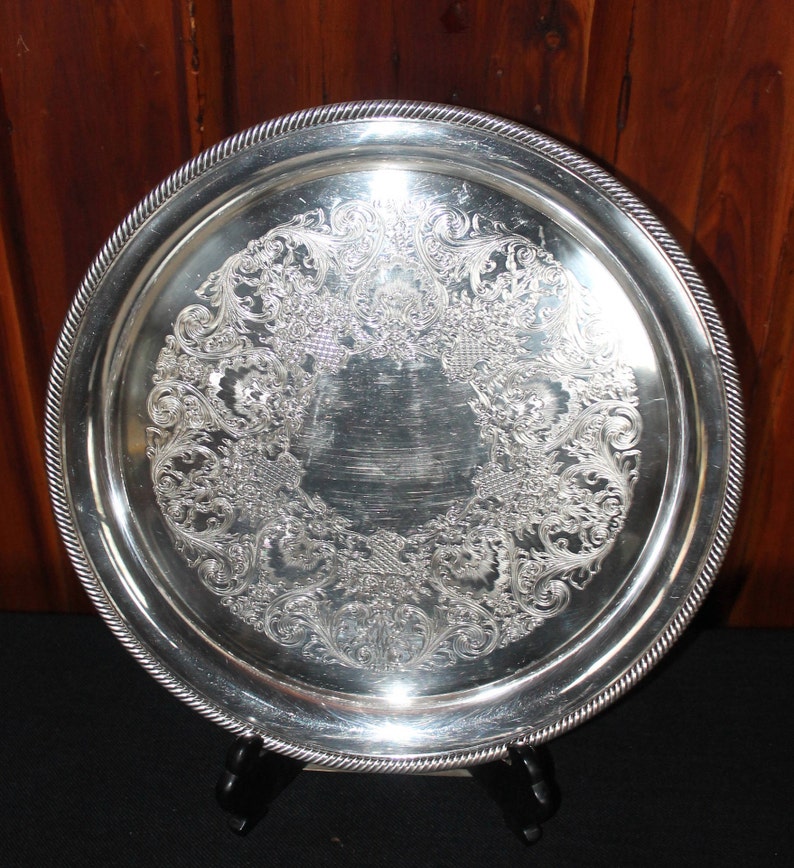 Castleton International Silver Company Platter #672 With Etched Floral ...