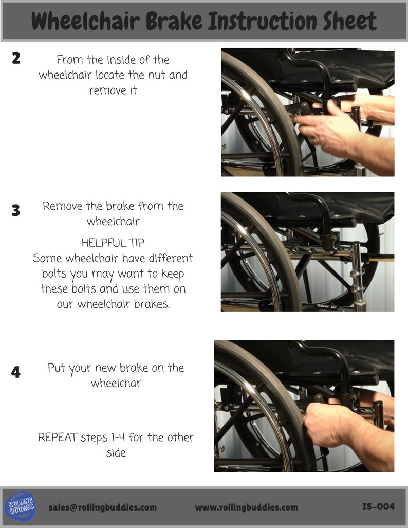 Heavy Duty Wheelchair Brakes, Wheellocks (pair), Side Mount Bolt-on for ...