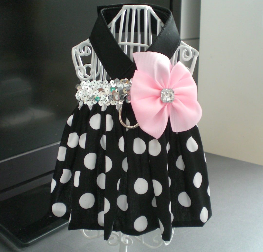 Pet Dog Apparel Clothing Clothes Black White Dots Harness - Etsy
