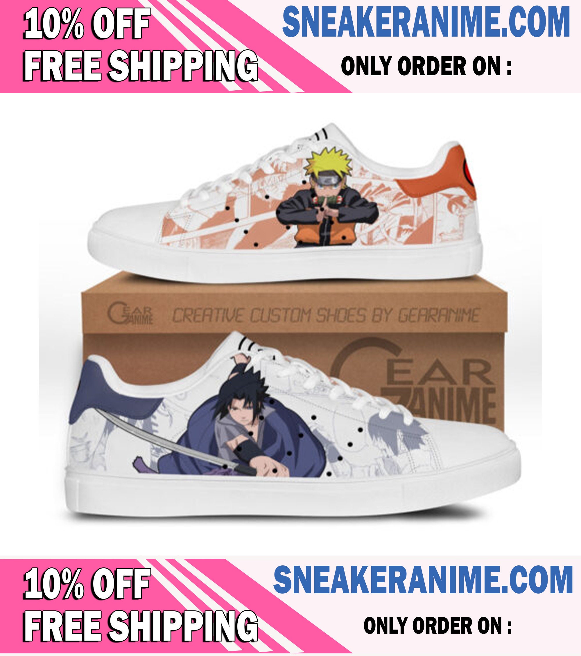 Sasuke and Naruto Anime Skate Shoes Custom for Fans - Etsy