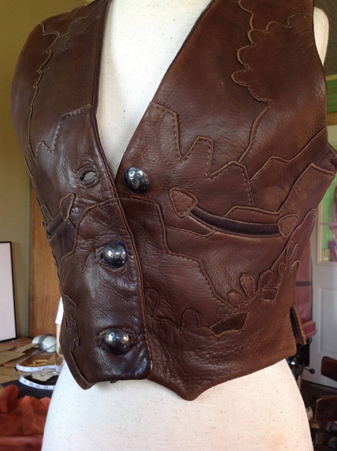 Chocolate Deerskin Vest ~ Ladies - Desert Scene Appliqué - Etsy Singapore