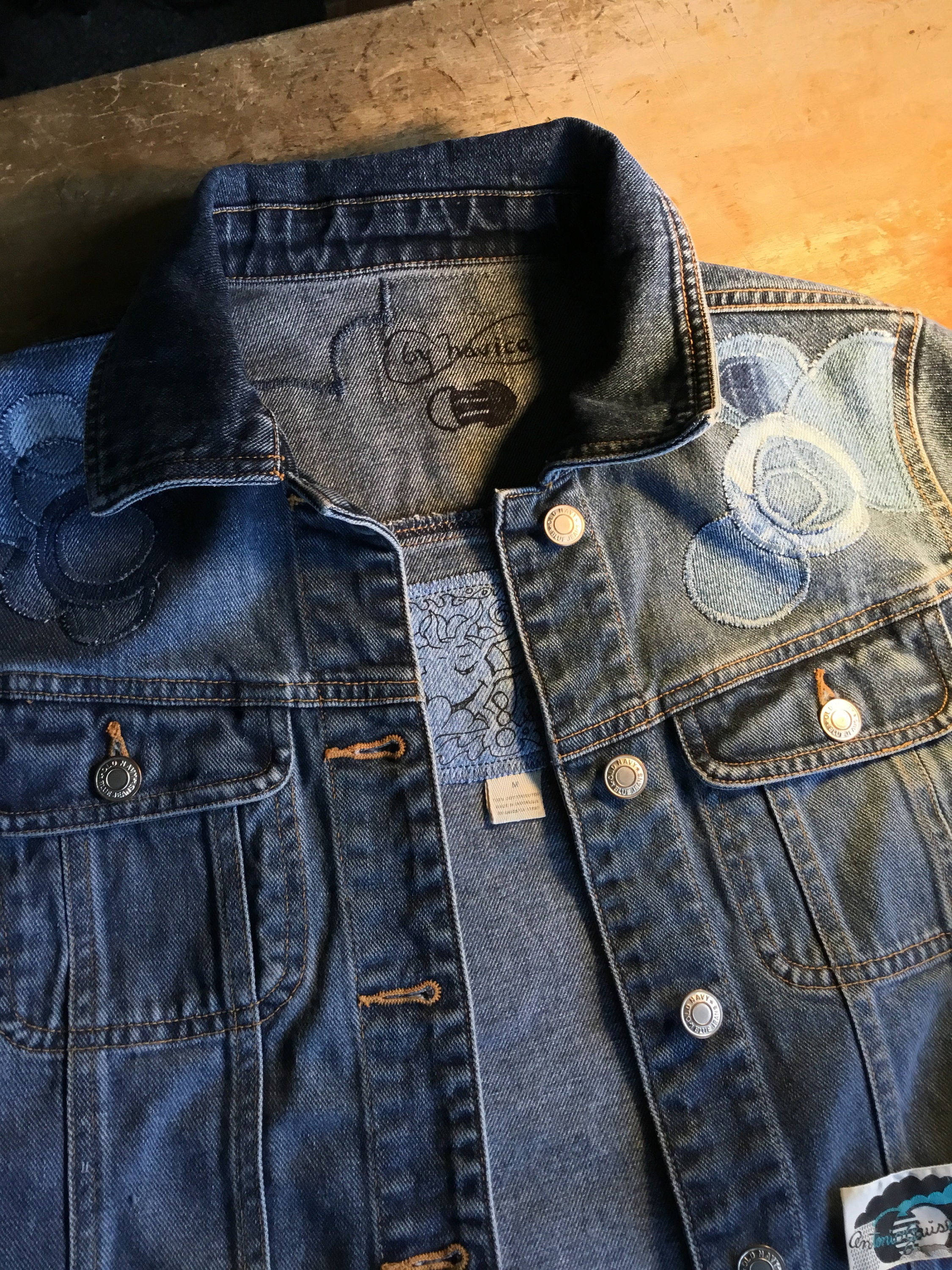 Appliqué Denim, Ladies Medium Short Jacket ~ Embellished Appliqué ...