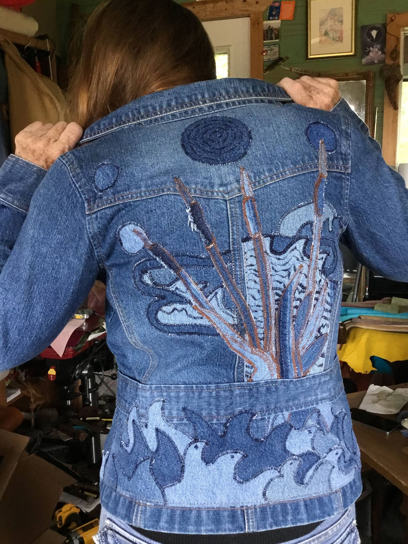 Denim Appliqué ~ Cat Tails-mystical Anima. Zig Zaged Recycled Denim on ...