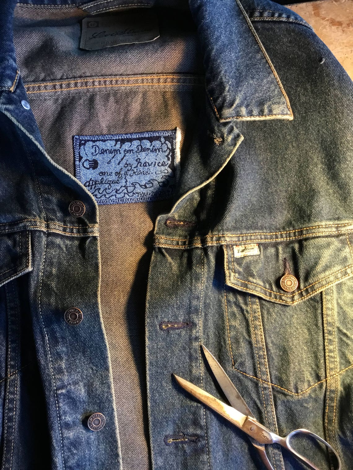 Mens Denim Jacket Denim on Denim Appliqué Back Panel - Etsy