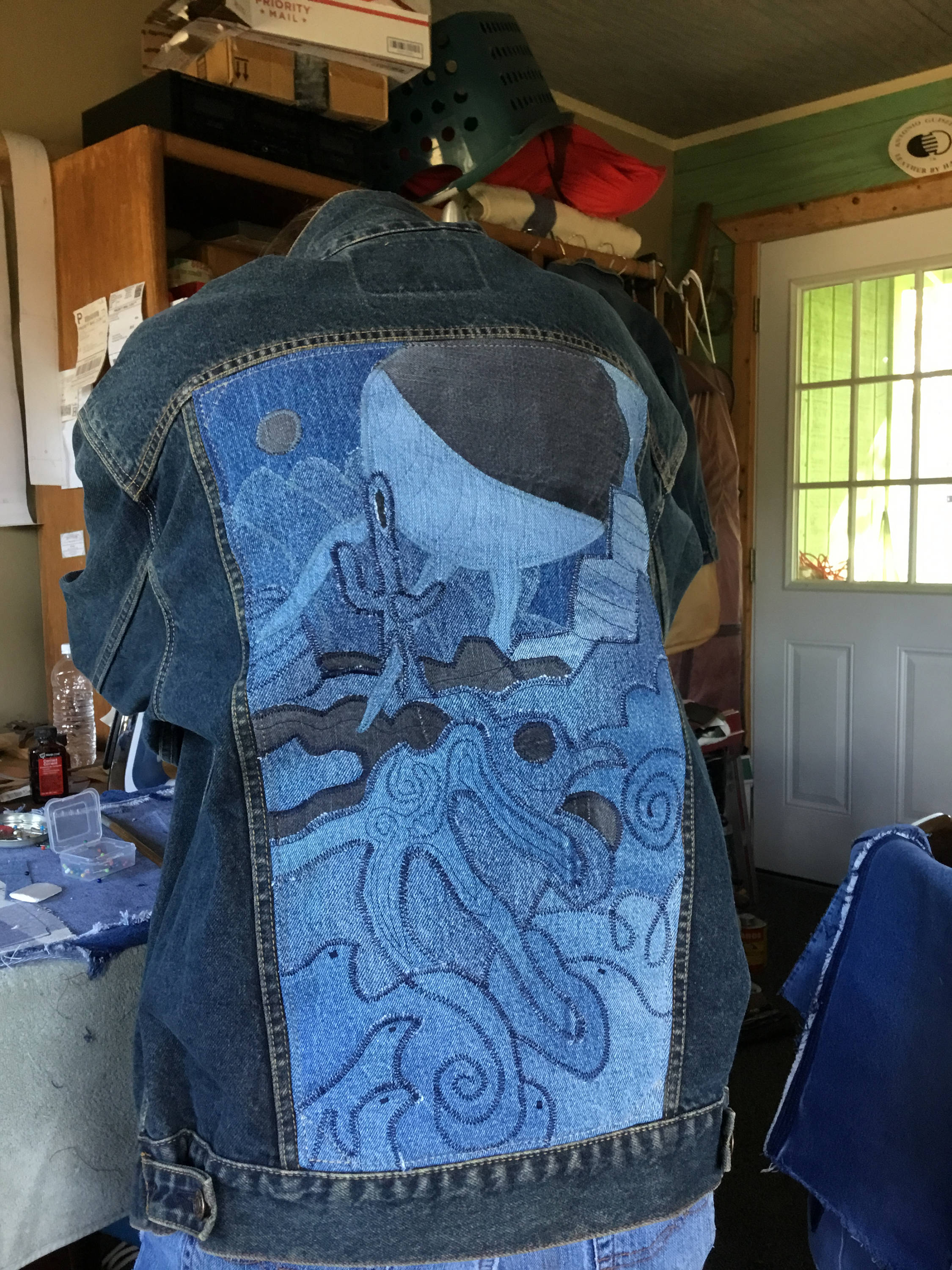 Mens Denim Jacket Denim on Denim Appliqué Back Panel - Etsy