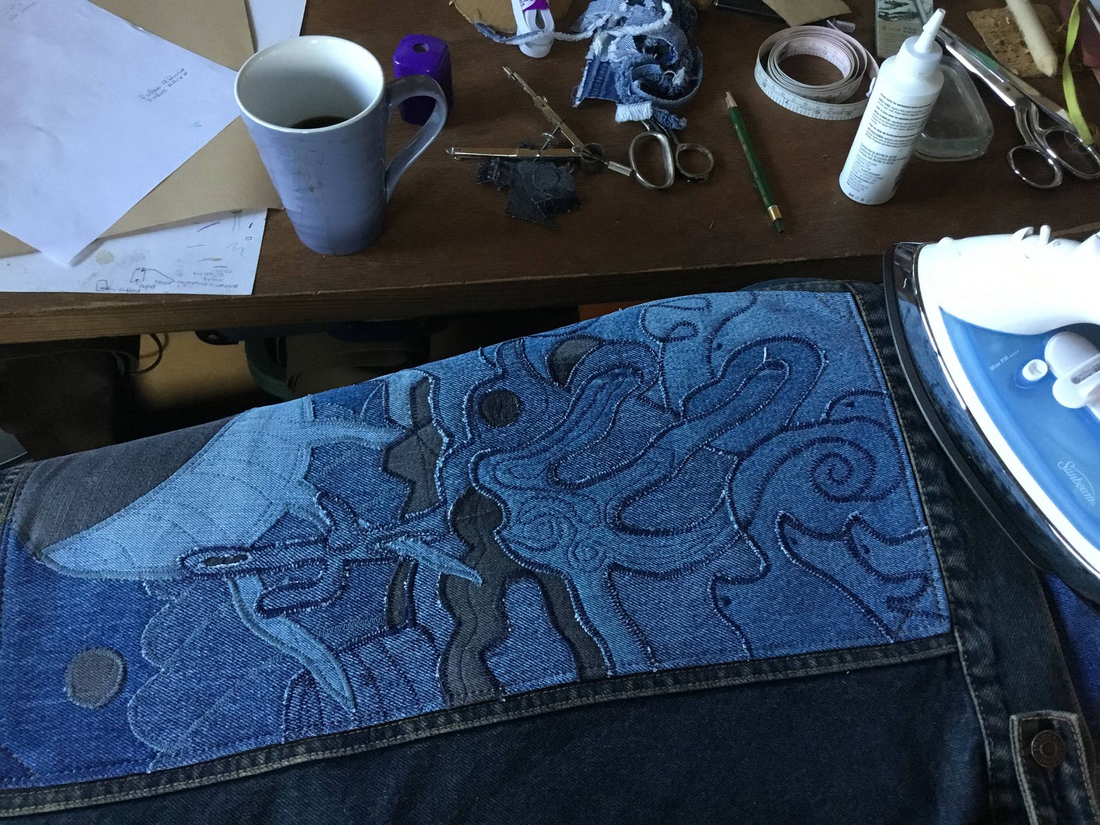 Mens Denim Jacket Denim on Denim Appliqué Back Panel - Etsy