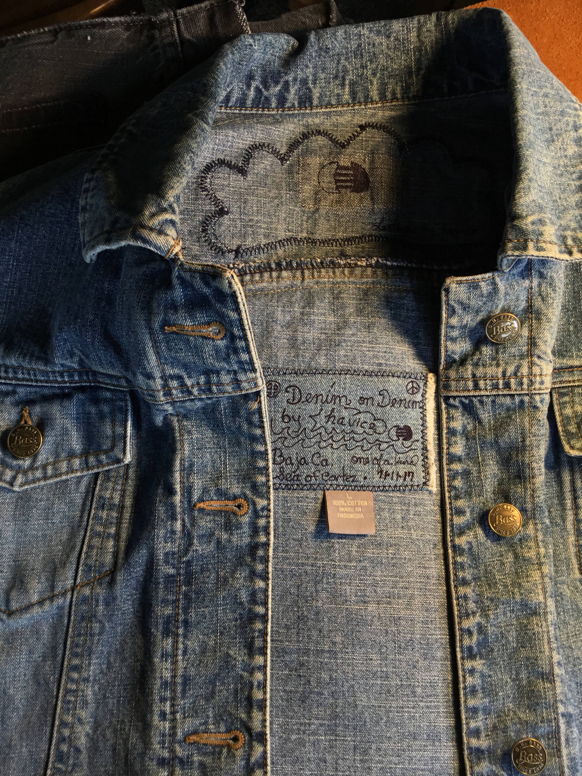 Denim on Denim Appliqué Jacket Baja California Sea of Cortez Scenario ...