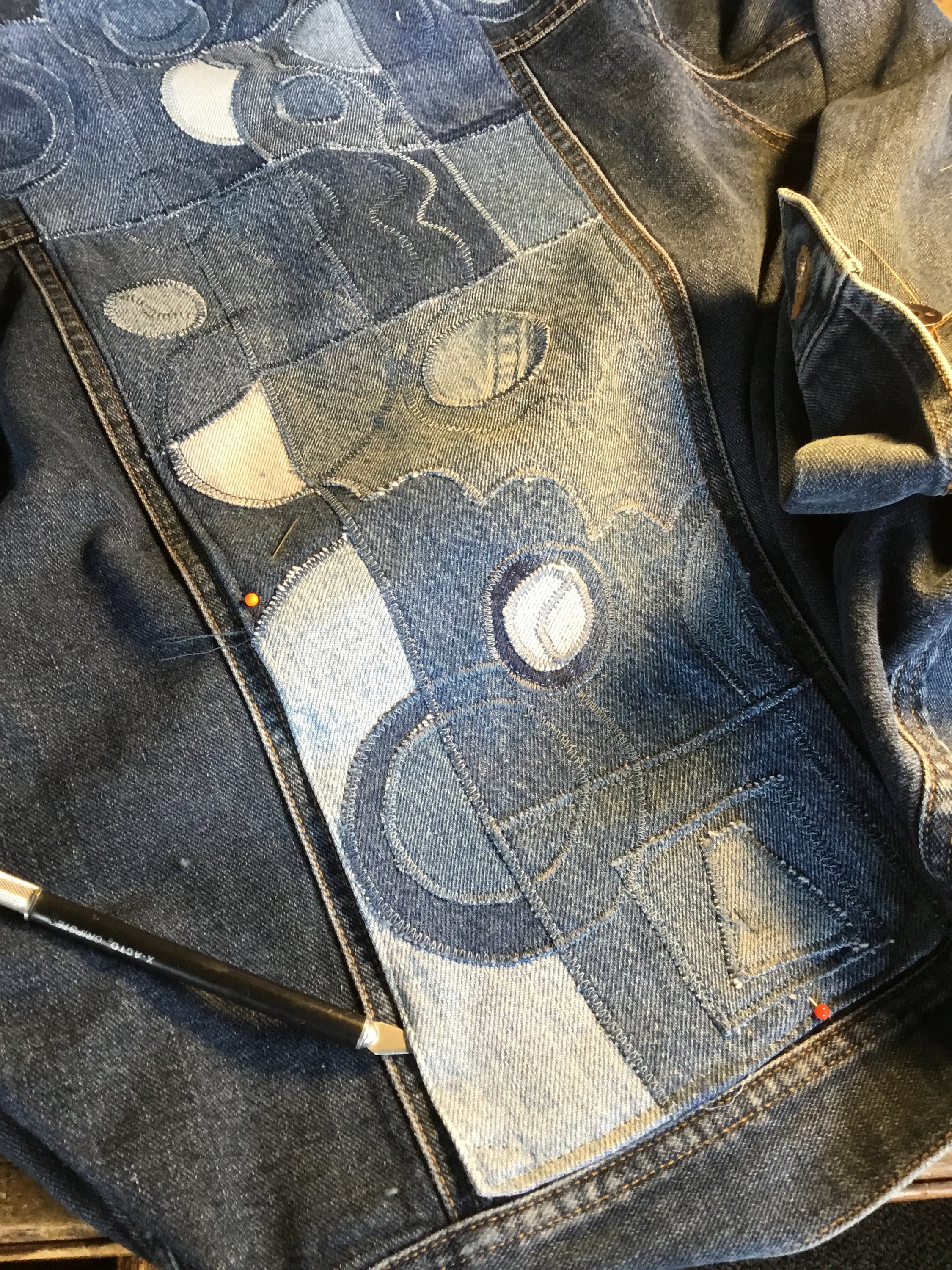 Appliqué Denim, Ladies Medium Short Jacket ~ Embellished Appliqué ...