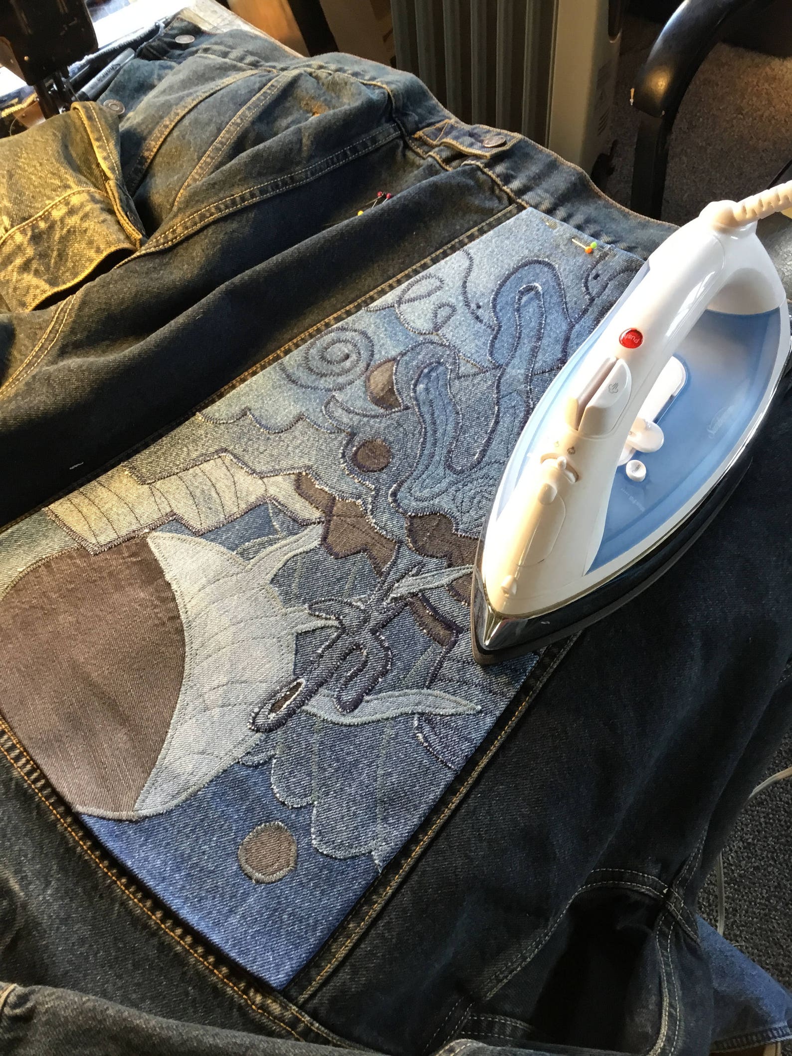 Mens Denim Jacket Denim on Denim Appliqué Back Panel Embellished Desert ...