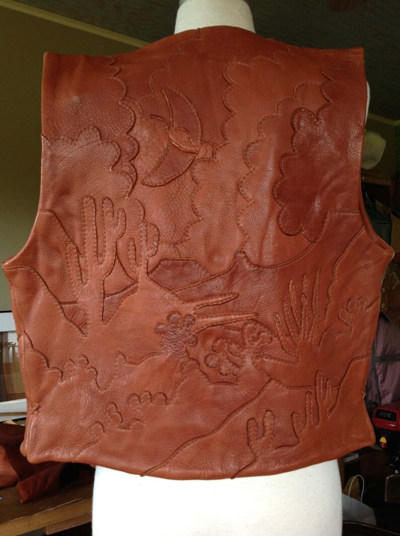 Mahogany Appliqué Deerskin ~ Woman's Vest - Desert Scenario - Etsy