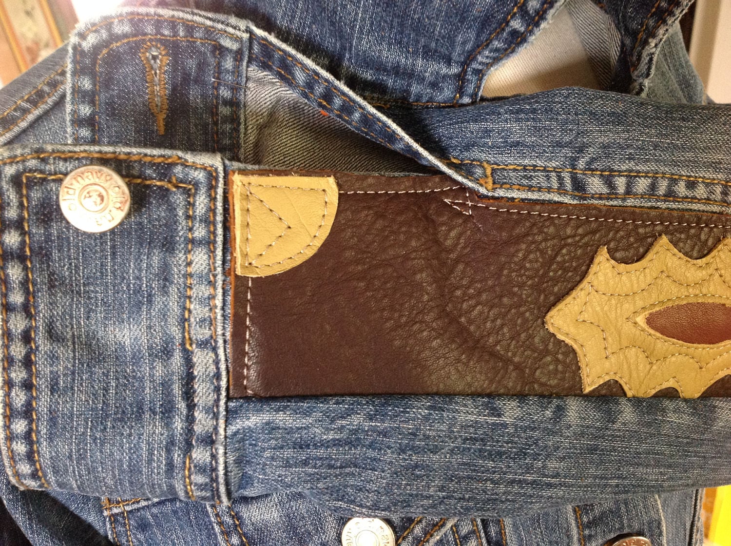 Leather Appliqué cross Design Ladies Medium Denim Short - Etsy