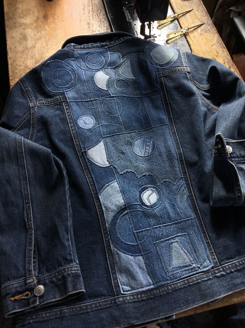 Appliqué Denim, Ladies Medium Short Jacket ~ Embellished Appliqué ...