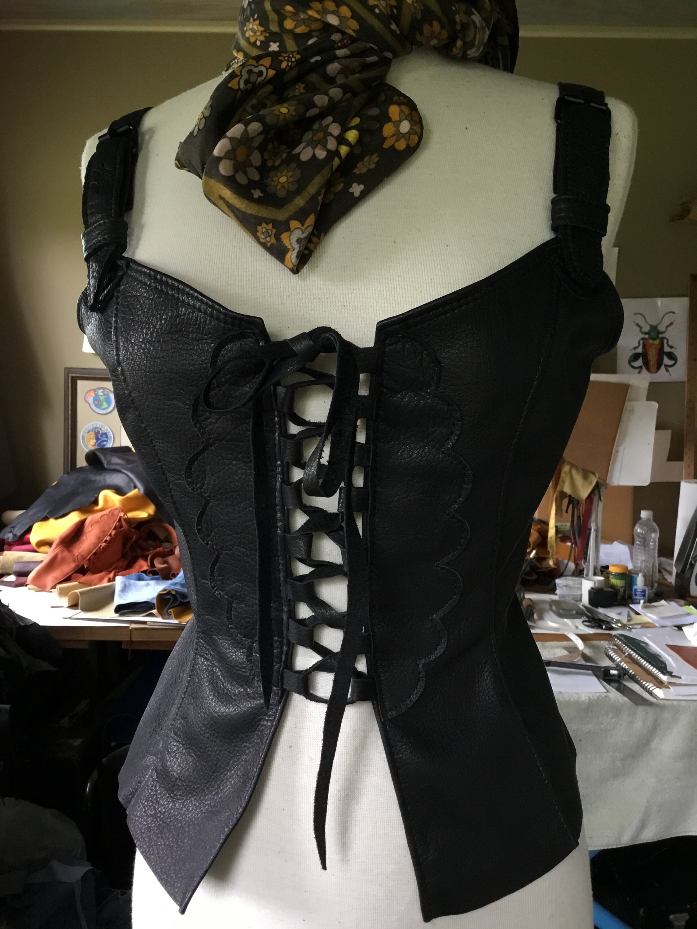 Black Deerskin Bustier Medium Plus . All Supple Black Deerskin With ...