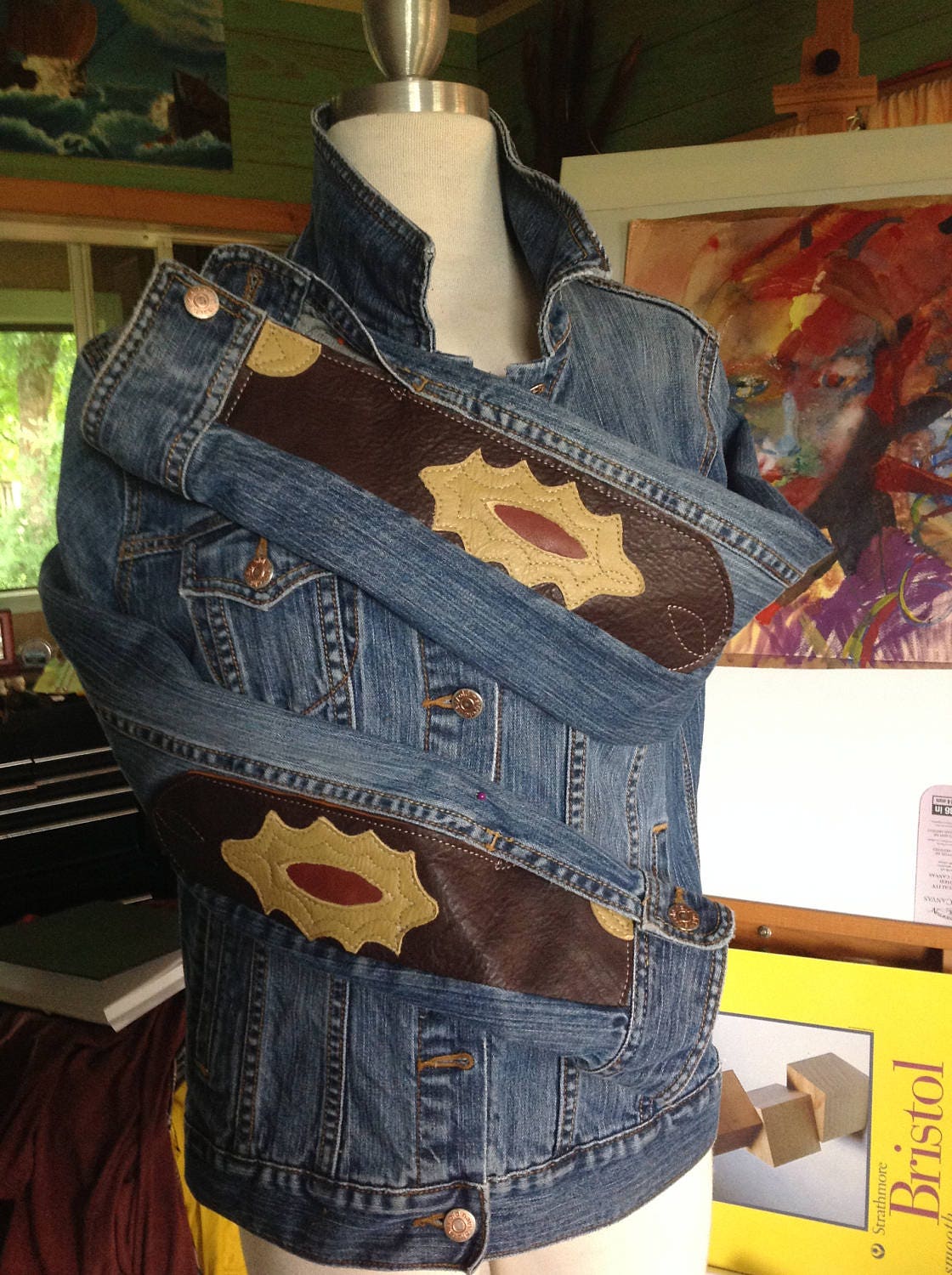 Leather Appliqué cross Design Ladies Medium Denim Short - Etsy