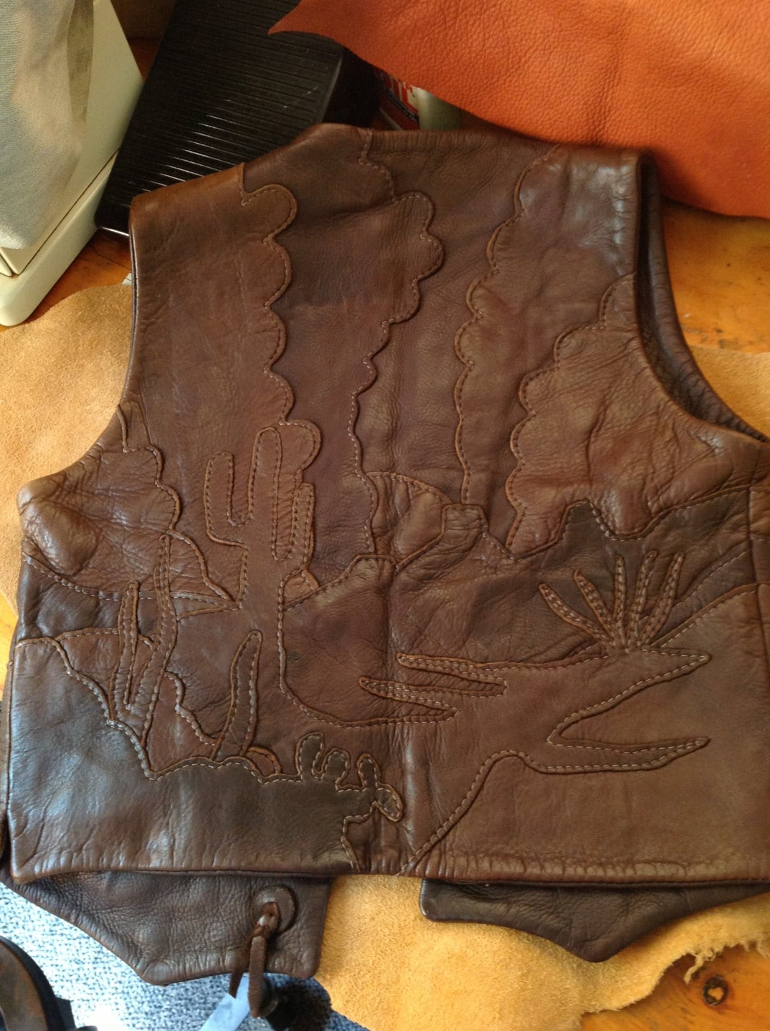Deerskin Appliqué ~ Ladies Vest ~ Desert Scenic Appliqué All Hand ...