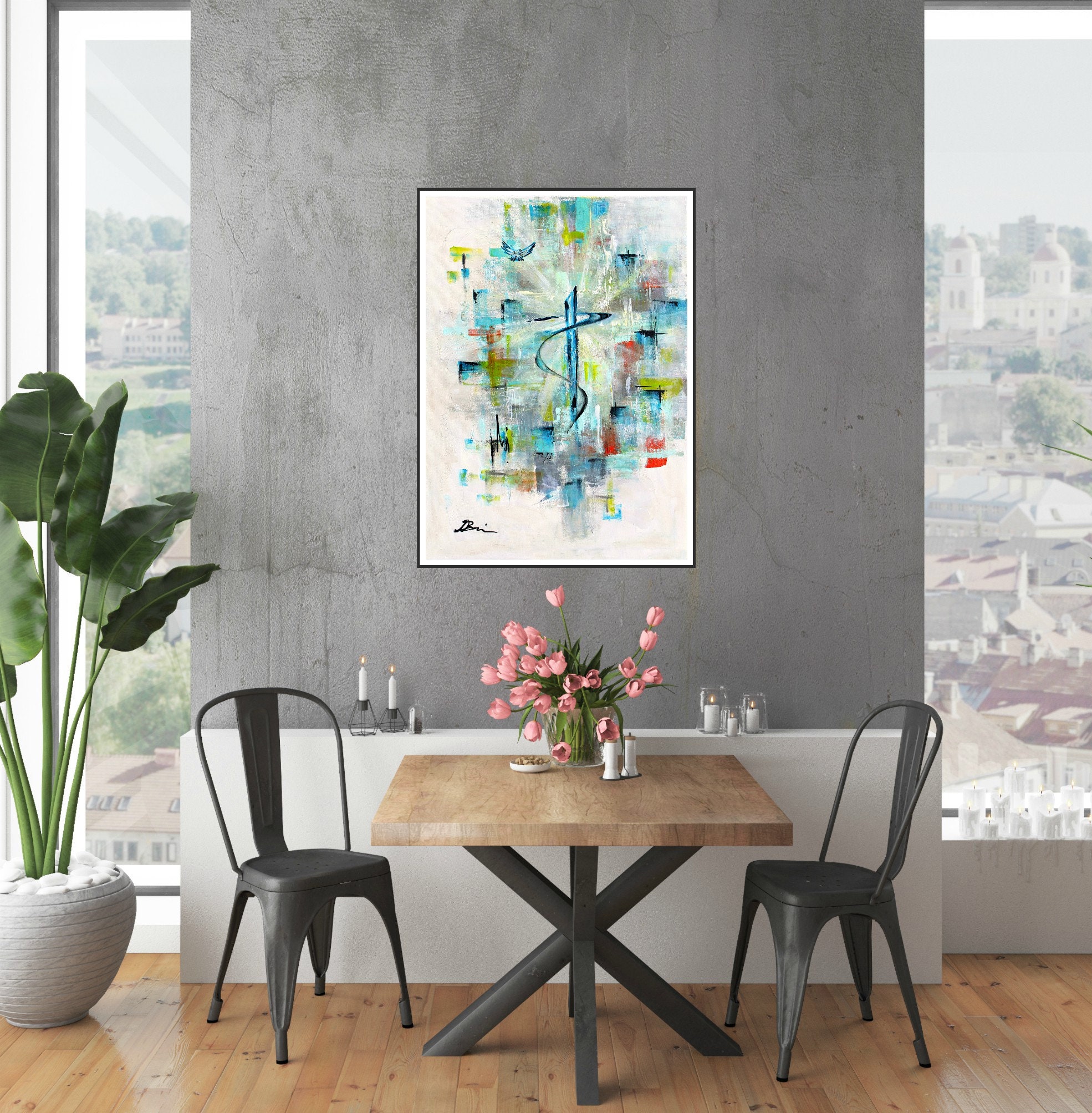 Inspirational Abstract Art Holy Cross Peace Dove Light | Etsy