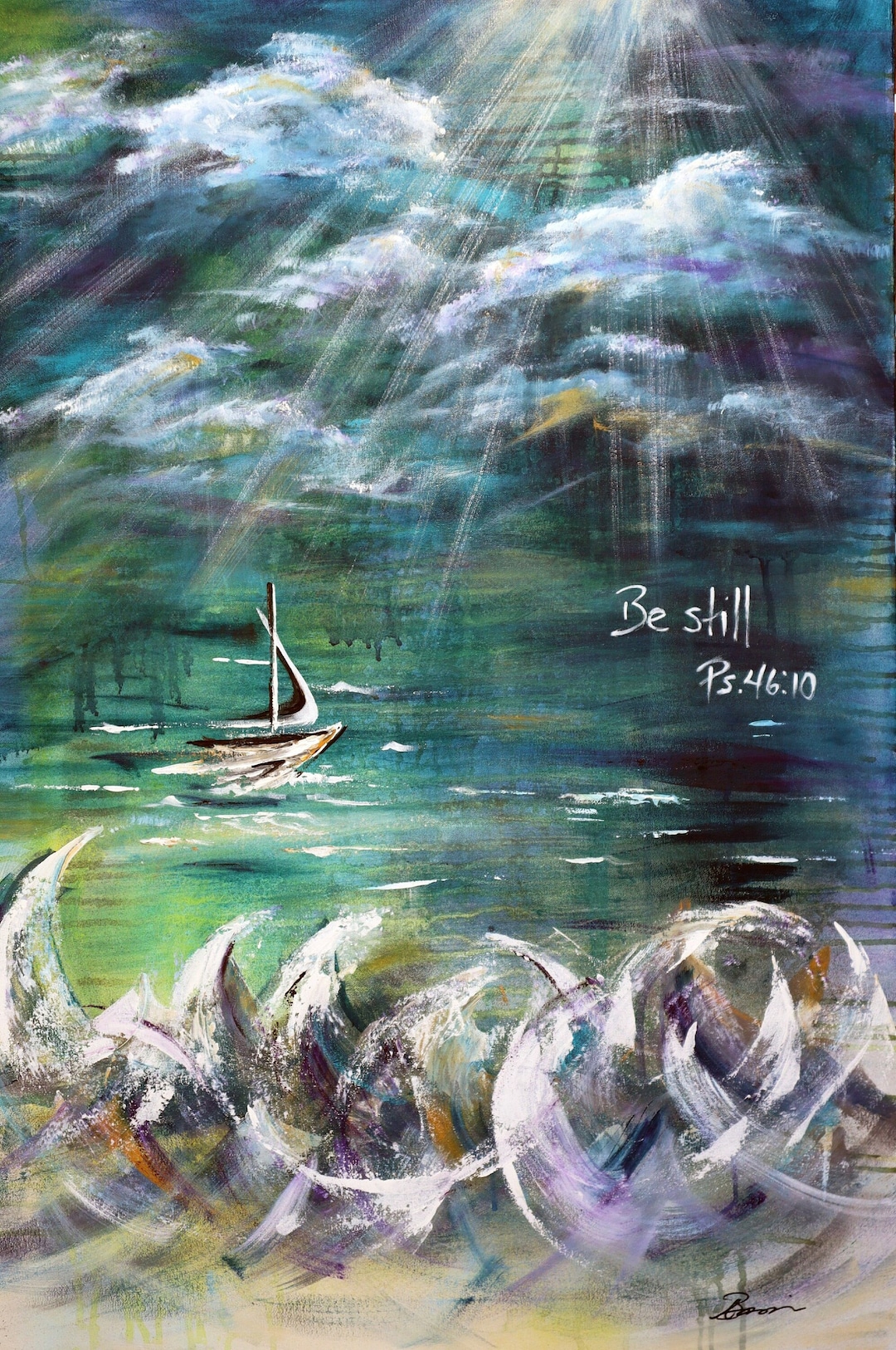 Christian Art, Be Still, Prophetic Art, Faith Art, Calm in the Storm ...