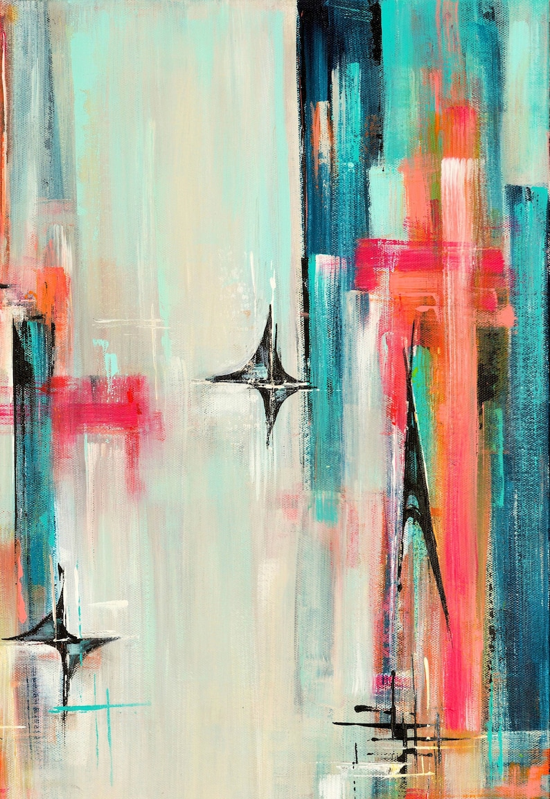 Mid-century modern star abstract art print midcentury | Etsy