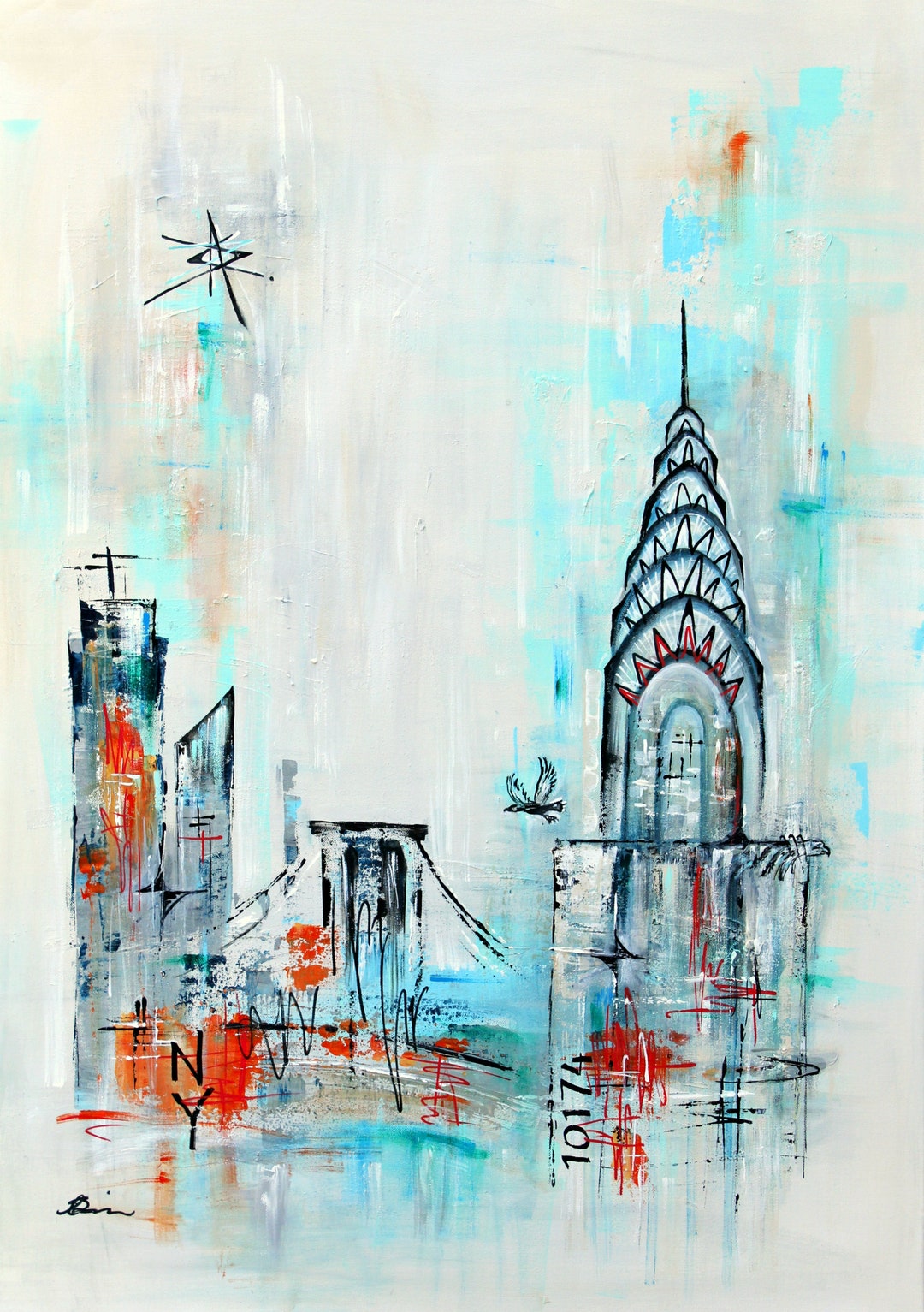 Chrysler Building Art Print: New York City Skyline, Mid-century Modern ...