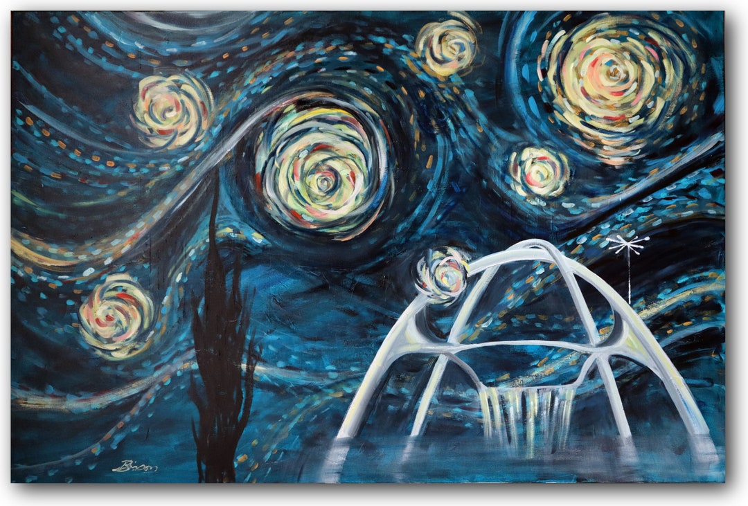 Original LAX Starry Night Iconic Theme Building Abstract Art Googie Los ...