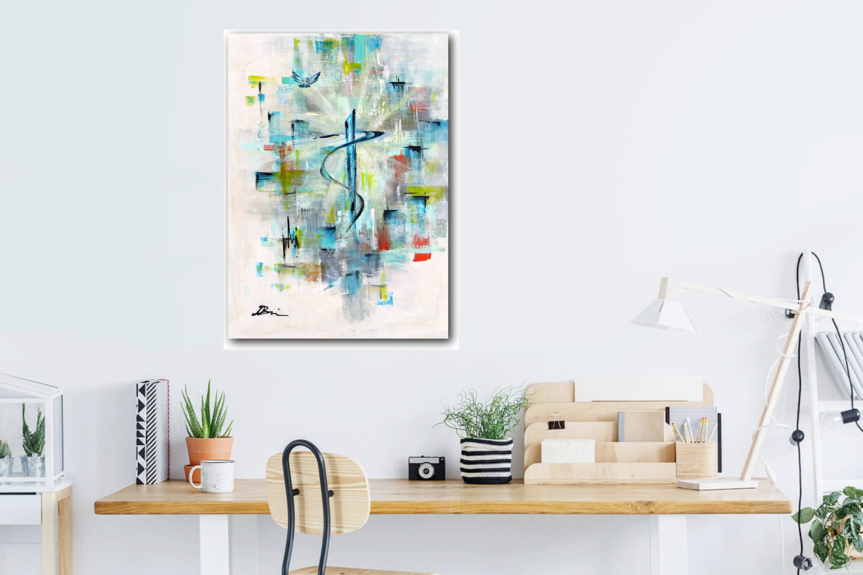 Inspirational Abstract Art Holy Cross Peace Dove Light | Etsy