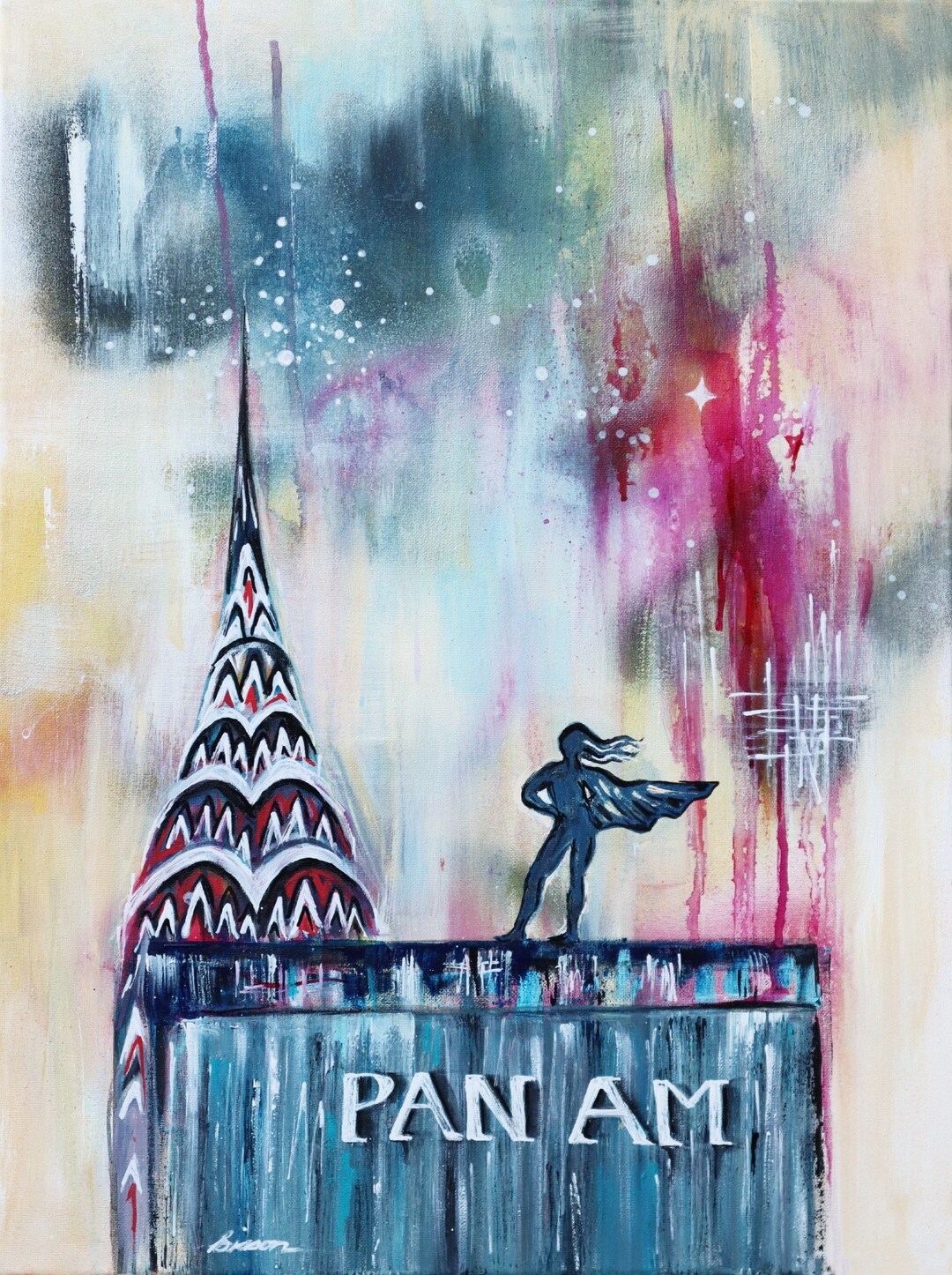 New York Chrysler Building NY Pan Am Mid-century Modern Abstract Woman ...