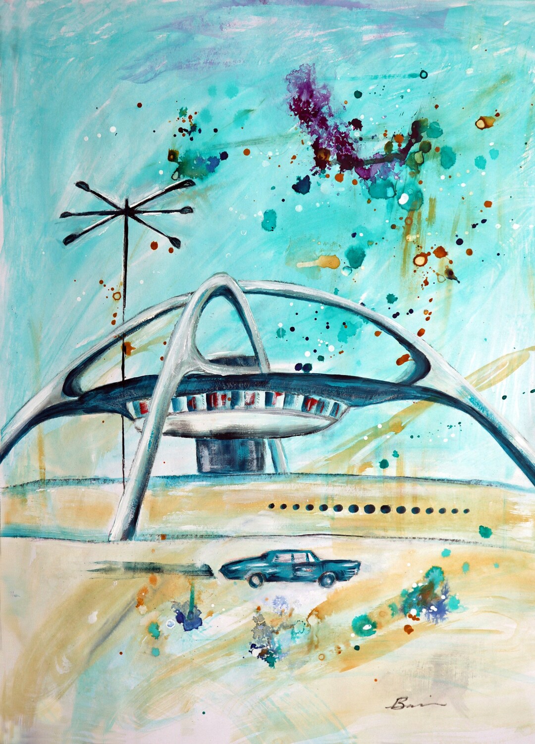 L.A. LAX Print Los Angeles Iconic Theme Building LAX Airport Googie ...