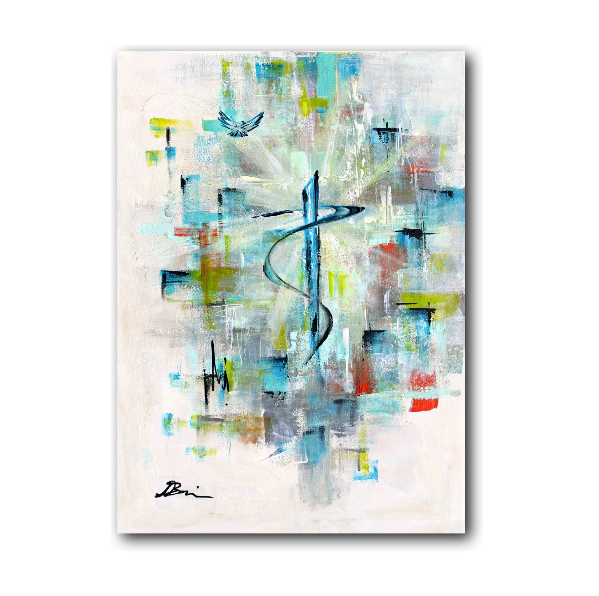 Inspirational Abstract Art Holy Cross Peace Dove Light | Etsy